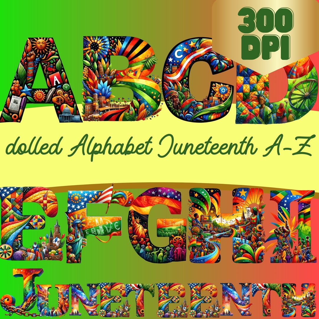 Juneteenth Doodle Alphabet Letters PNG, Clip Art, Bundle, Juneteenth ...