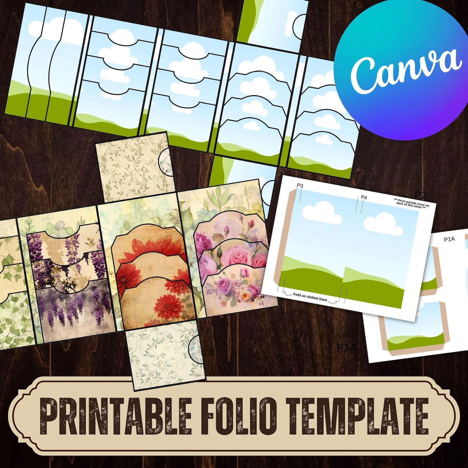 FOLIO BUNDLE - 18 Folio Kit Canva Templates - Custom Junk Journal Folio ...