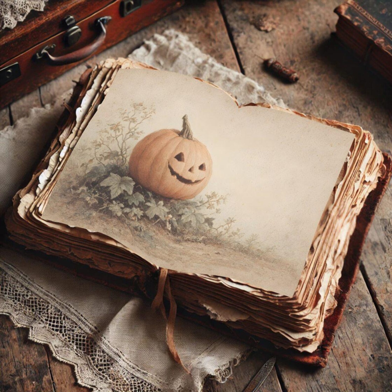 Vintage Halloween Digital Junk Journal Pages | Spooky Witch Scrapbook ...