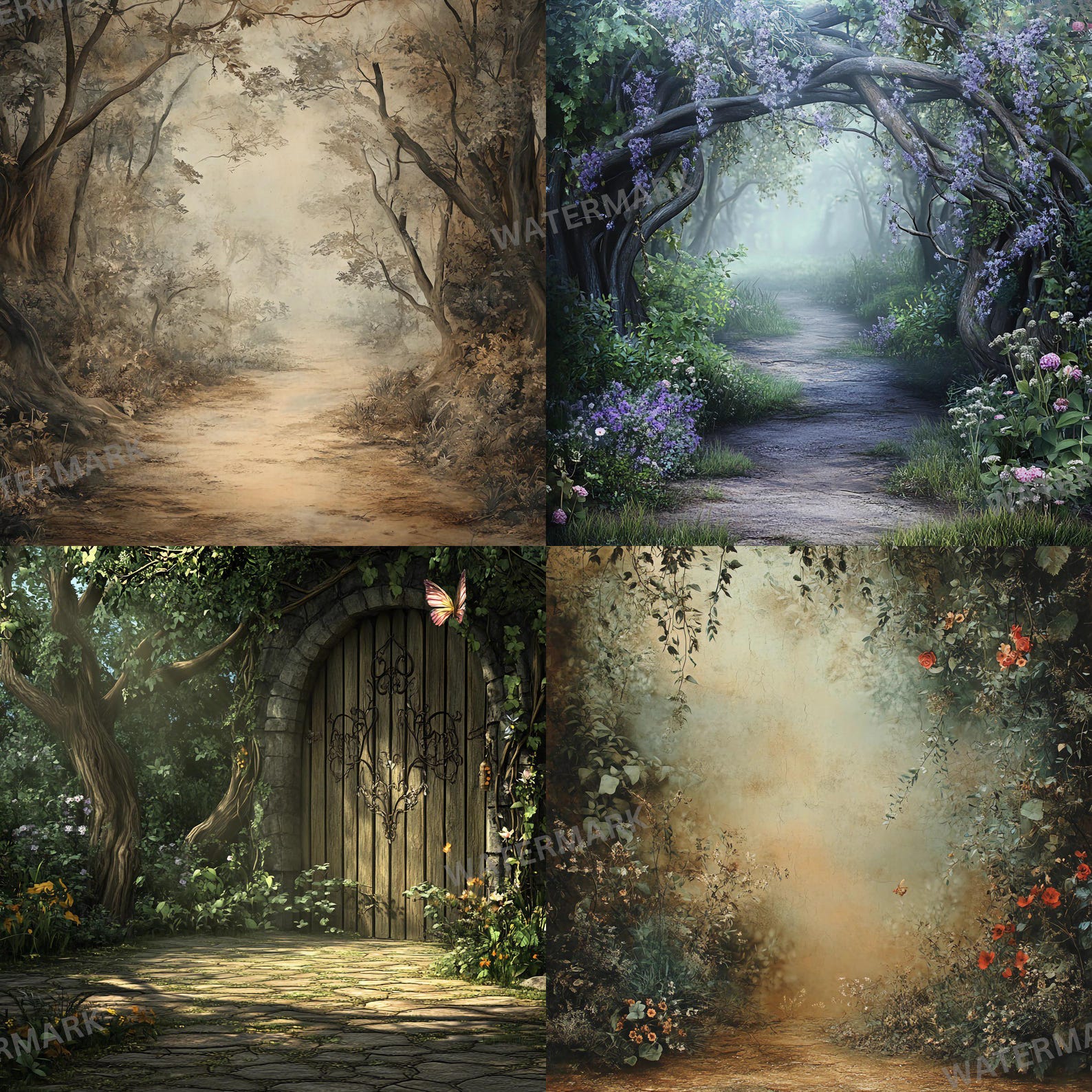 15 Fairy Woodland Backdrops - Enchanted Forest Digital Backgrounds for ...