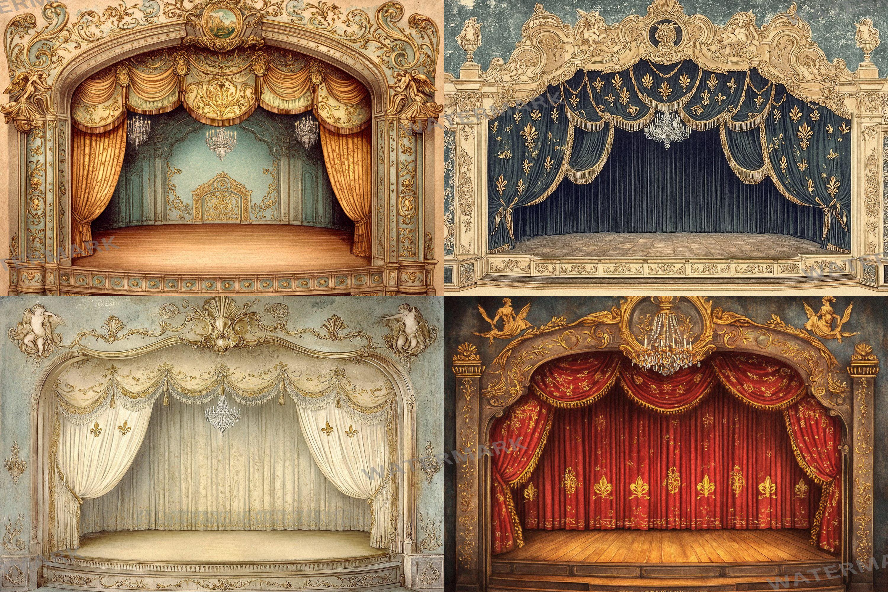 Baroque Theater Printable Papers – 25 Elegant 11" X 8.5" Designs With ...