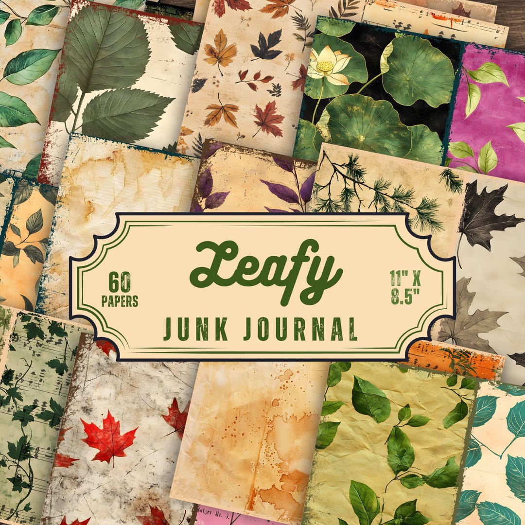 Leafy Junk Journal Printable Pages, Greenery Junk Journal Kit ...
