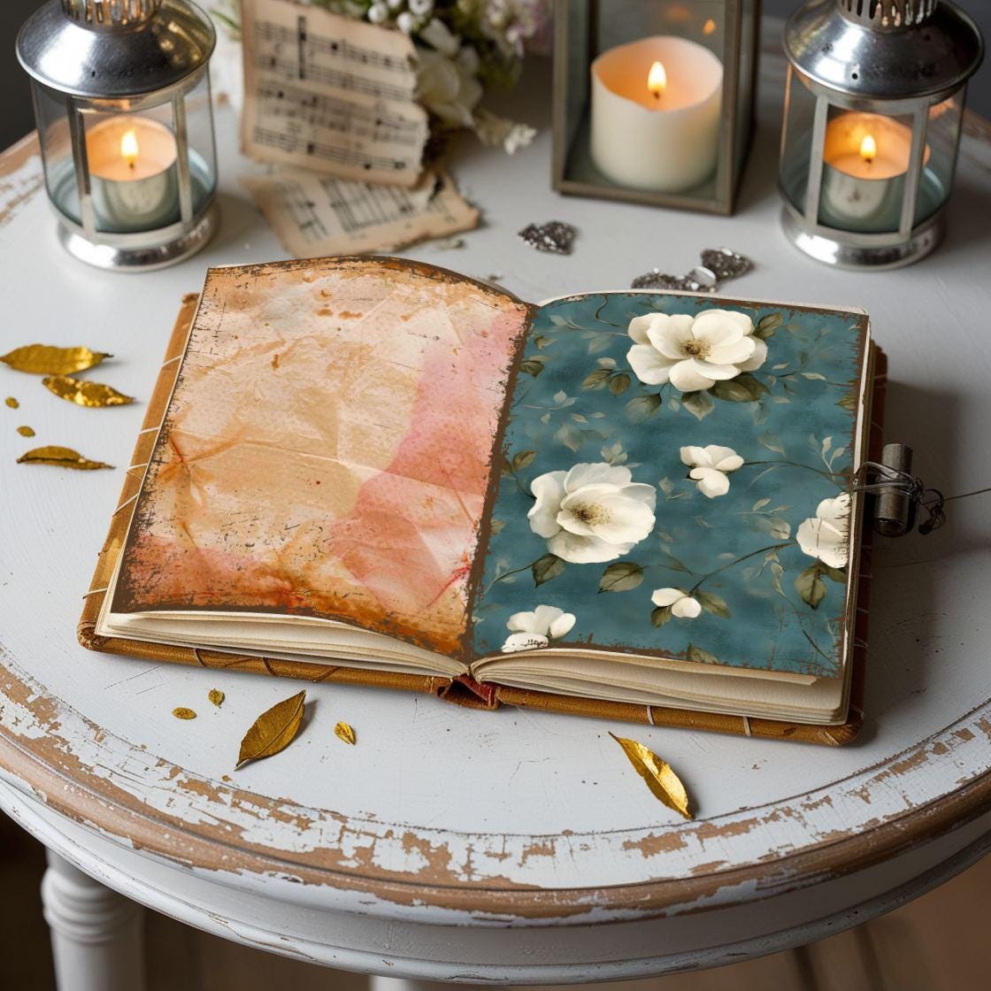 Shabby Roses Junk Journal Kit, Floral Shabby Chic - Vintage Roses ...