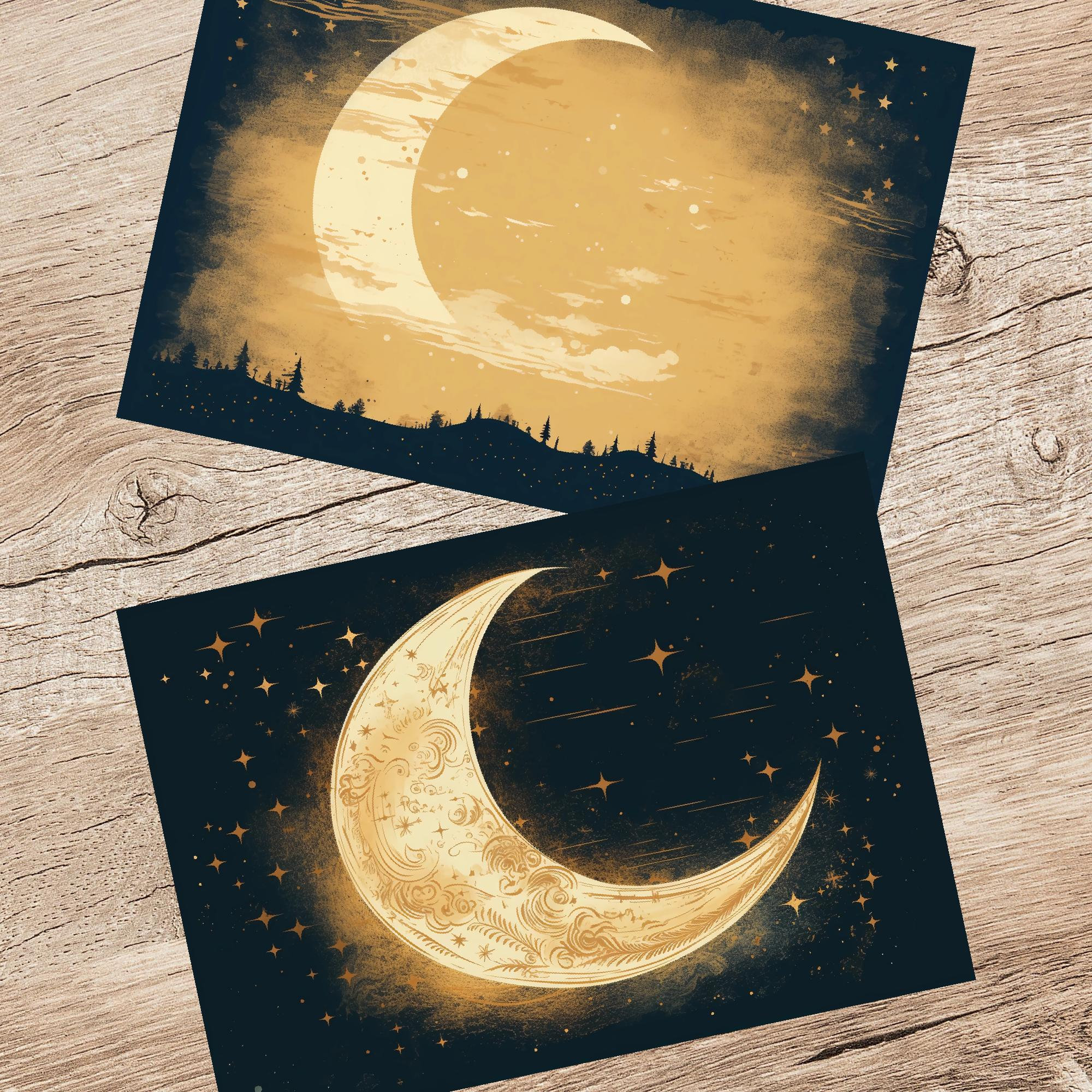 Crescent Moon Junk Journal Papers Crescent Moon Ephemera Vintage Papers ...