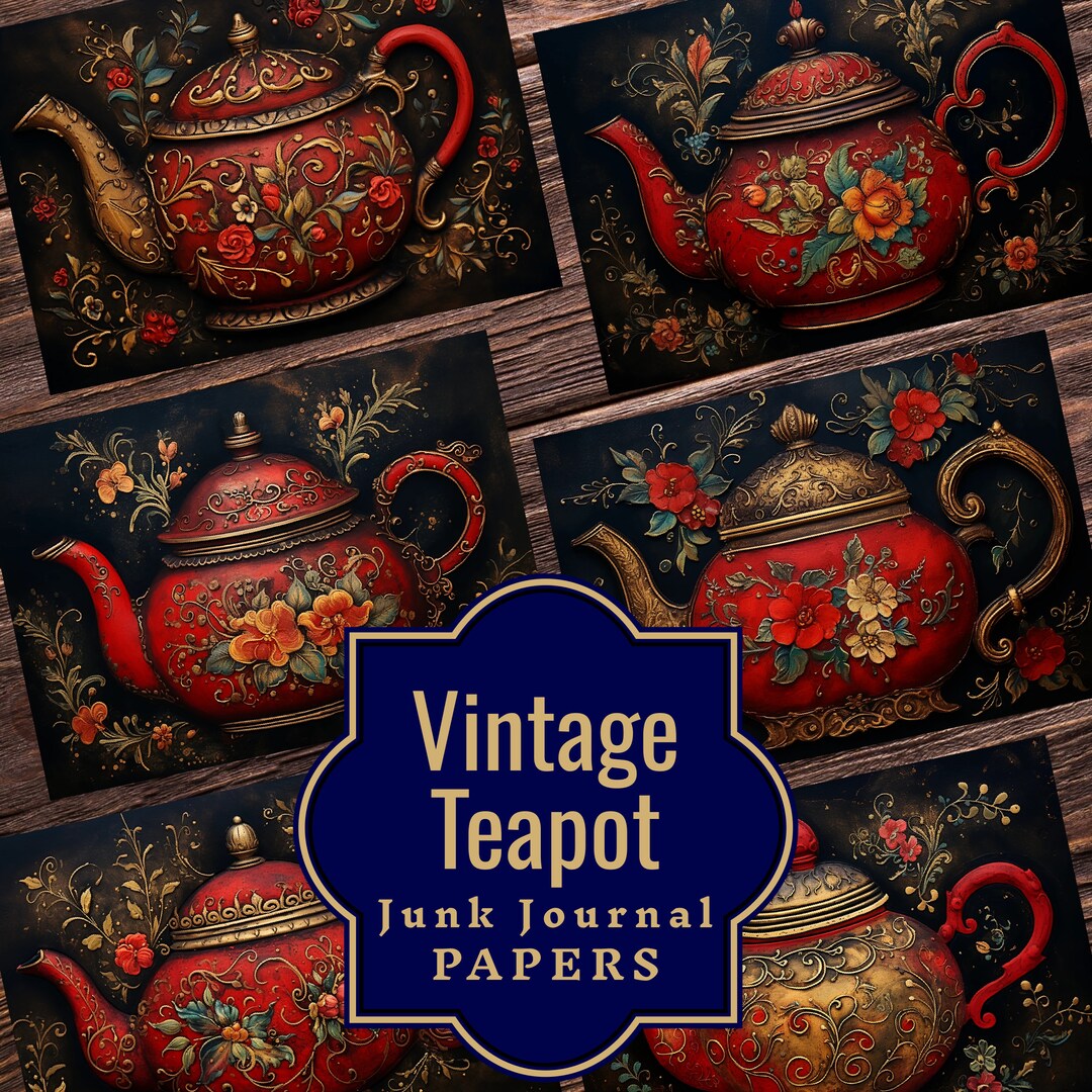 Teapot Junk Journal Papers Vintage Tea Ephemera, Printable Teapot Pages ...