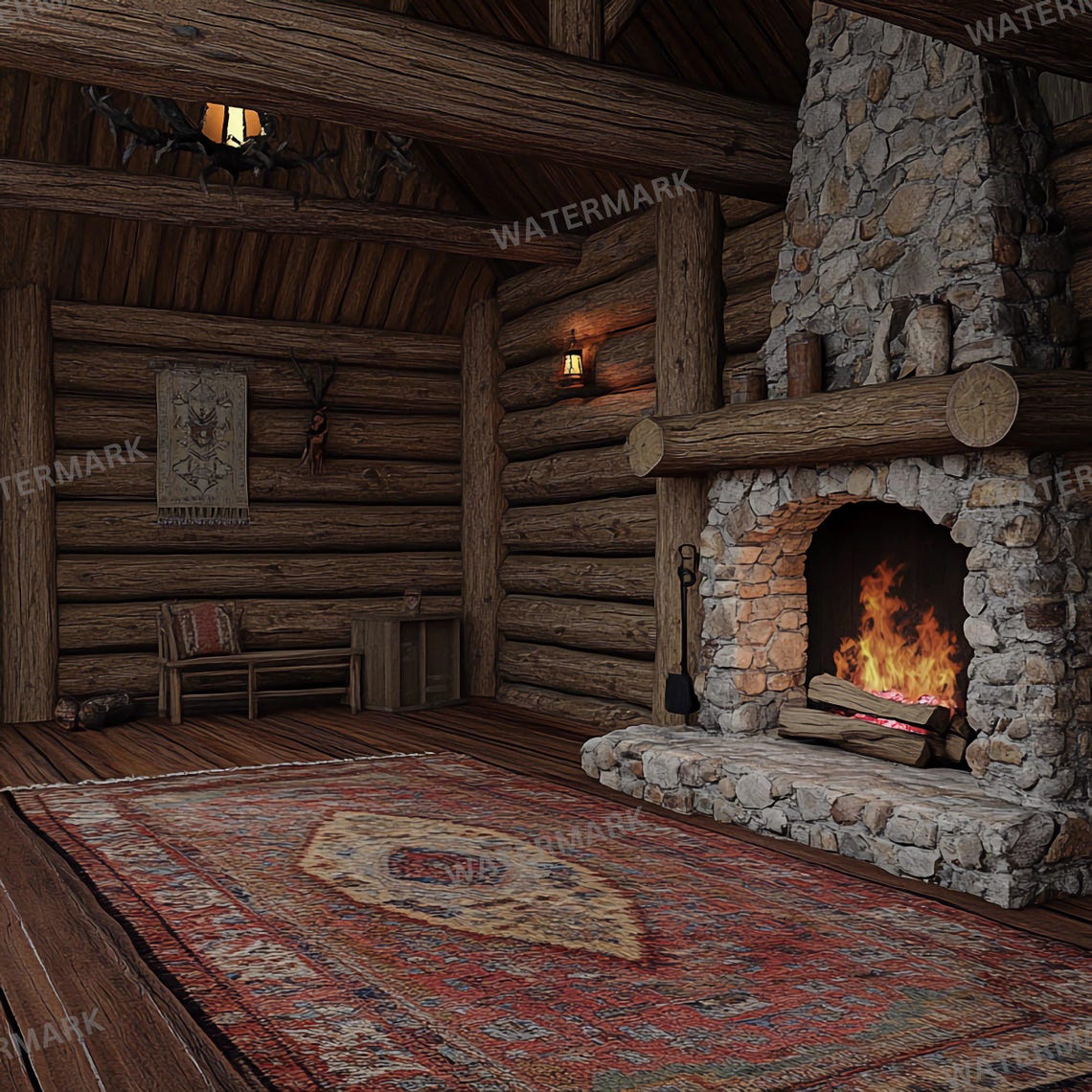 11 Rustic Cabin Backdrops – Cozy Log Cabin Interiors With Fireplaces ...