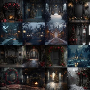 310 Gothic Christmas Backdrops, Digital Backdrop, Christmas Backdrop ...