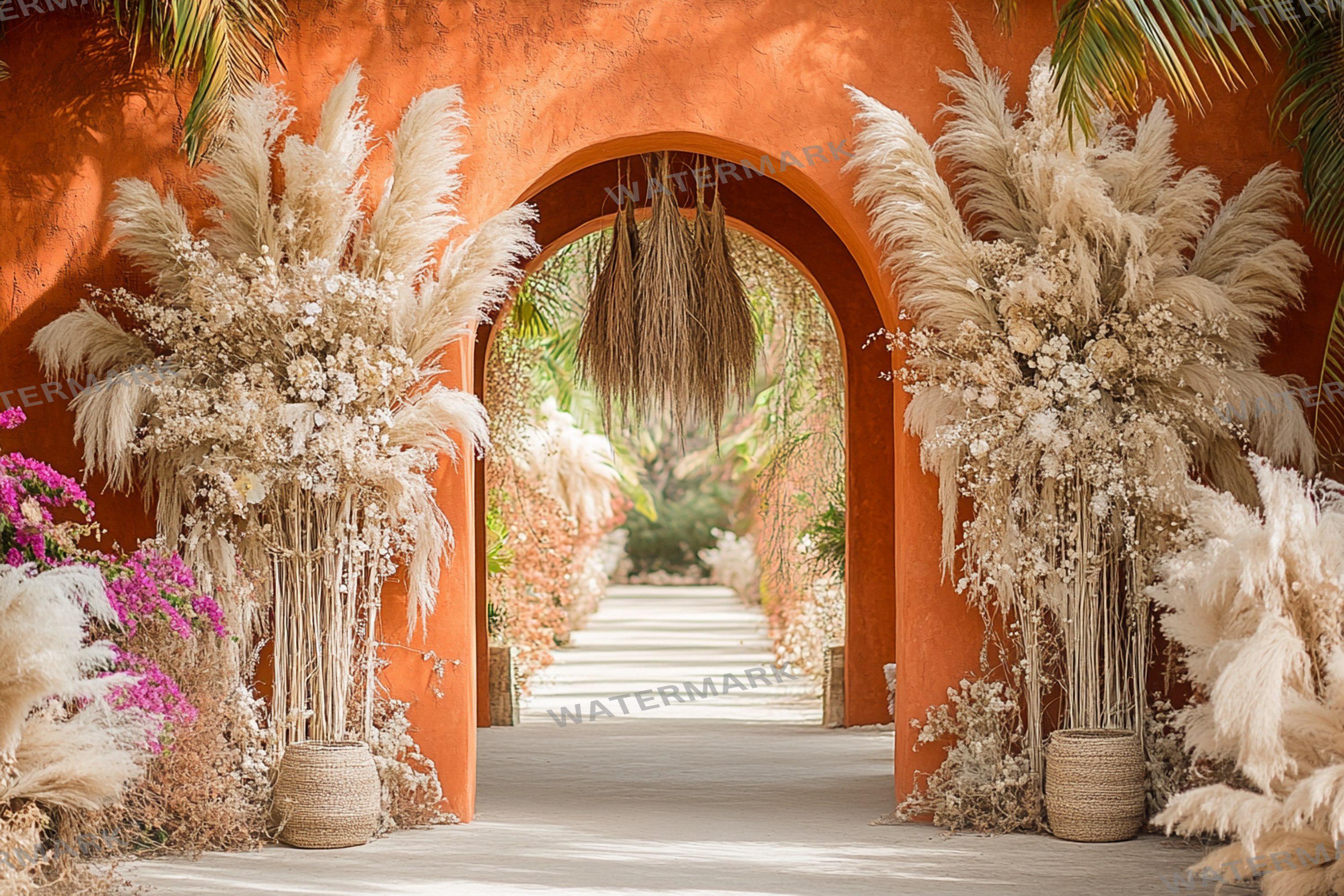 15 Boho Terracotta Backdrops - Warm Rustic Pampas & Elegant Archway ...