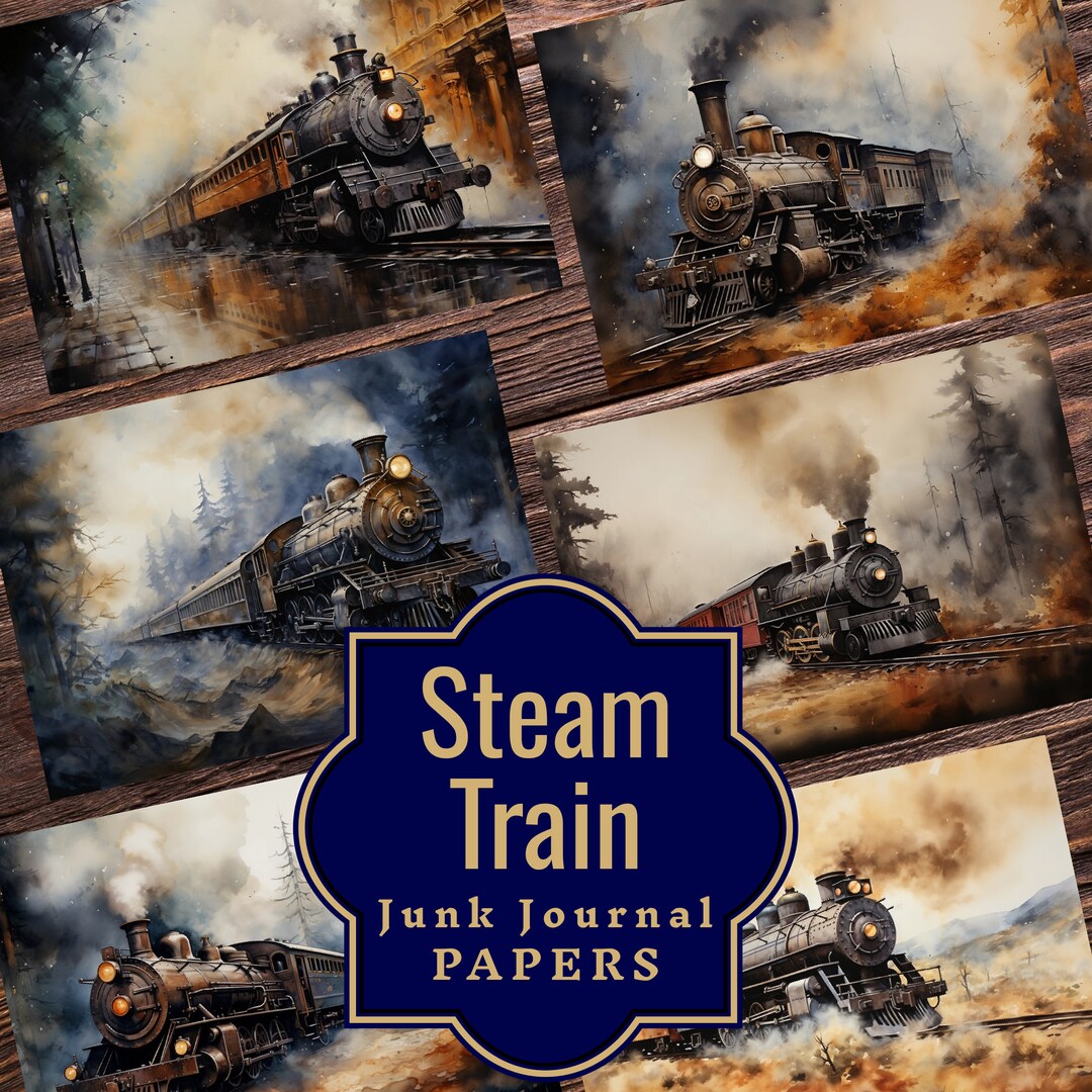 Steam Train Junk Journal Pages - Vintage Design, Printable Ephemera ...