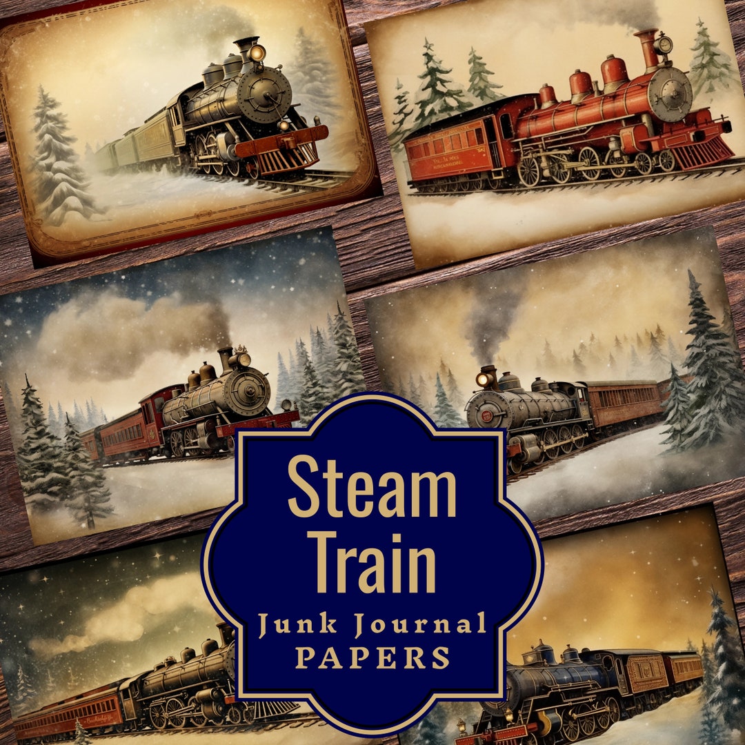 Steam Train Junk Journal Pages Vintage Design, Printable Ephemera ...