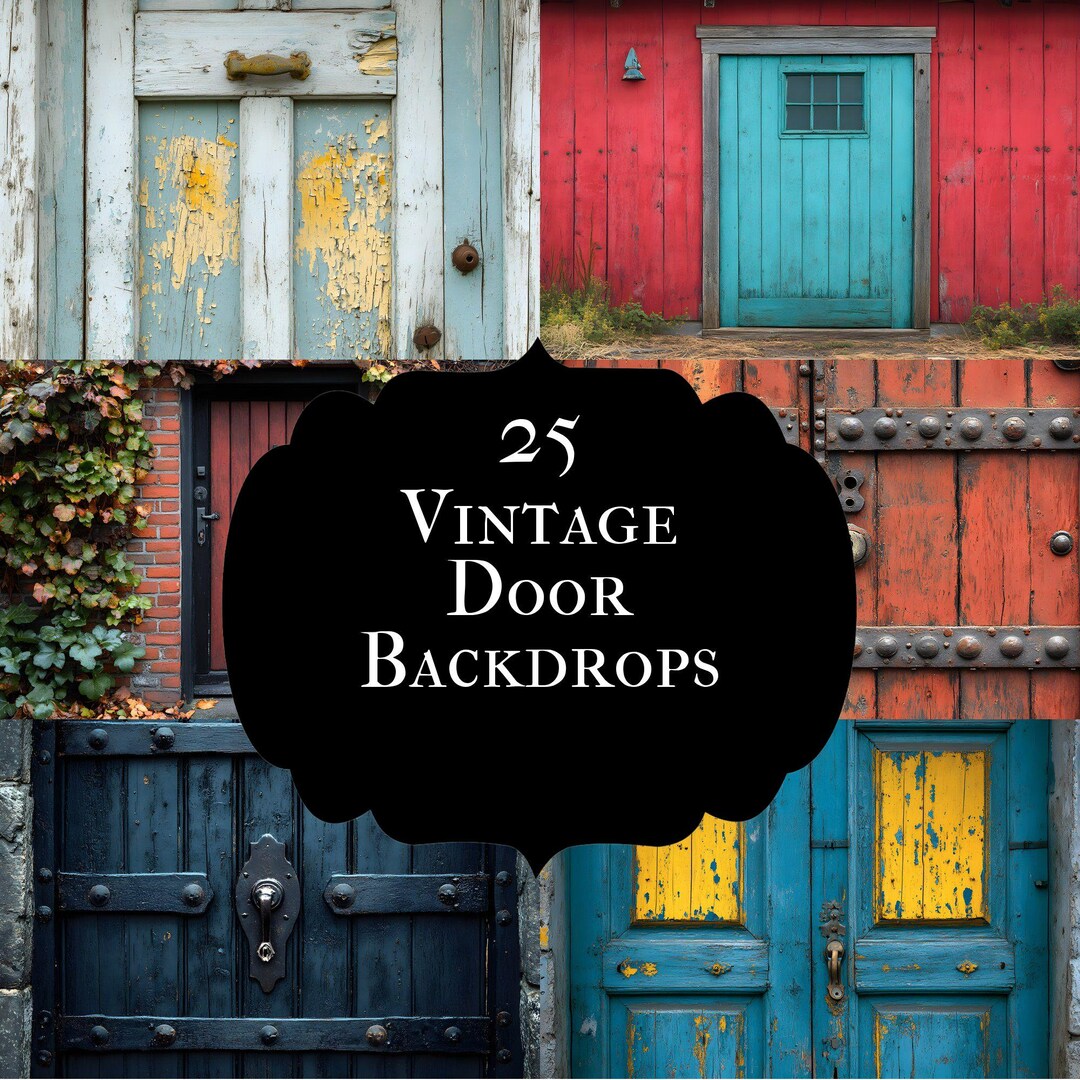 Vintage Door Photography Backdrop Set, Digital Backgrounds for Portrait ...