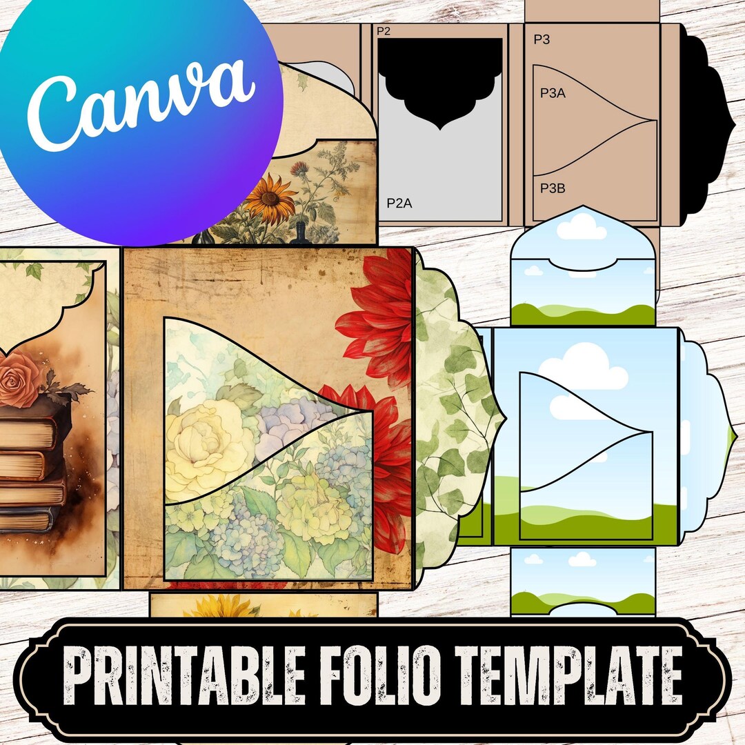 Canva Junk Journal Template - Folio Kit | Customizable Folding Folio ...