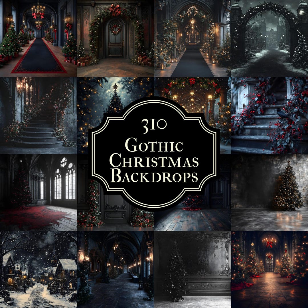310 Gothic Christmas Backdrops, Digital Backdrop, Christmas Backdrop ...