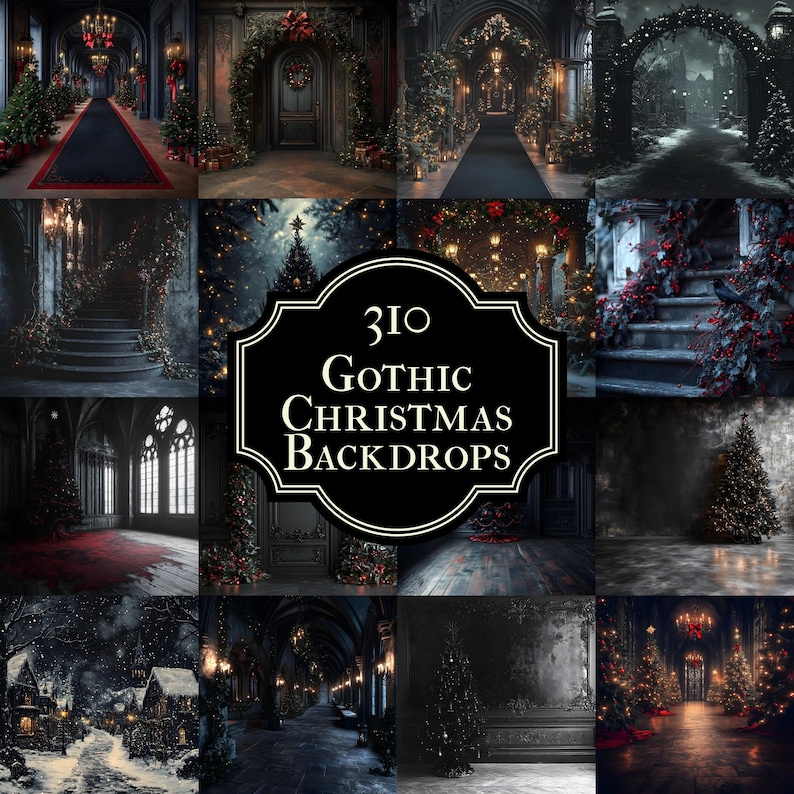 310 Gothic Christmas Backdrops, Digital Backdrop, Christmas Backdrop ...