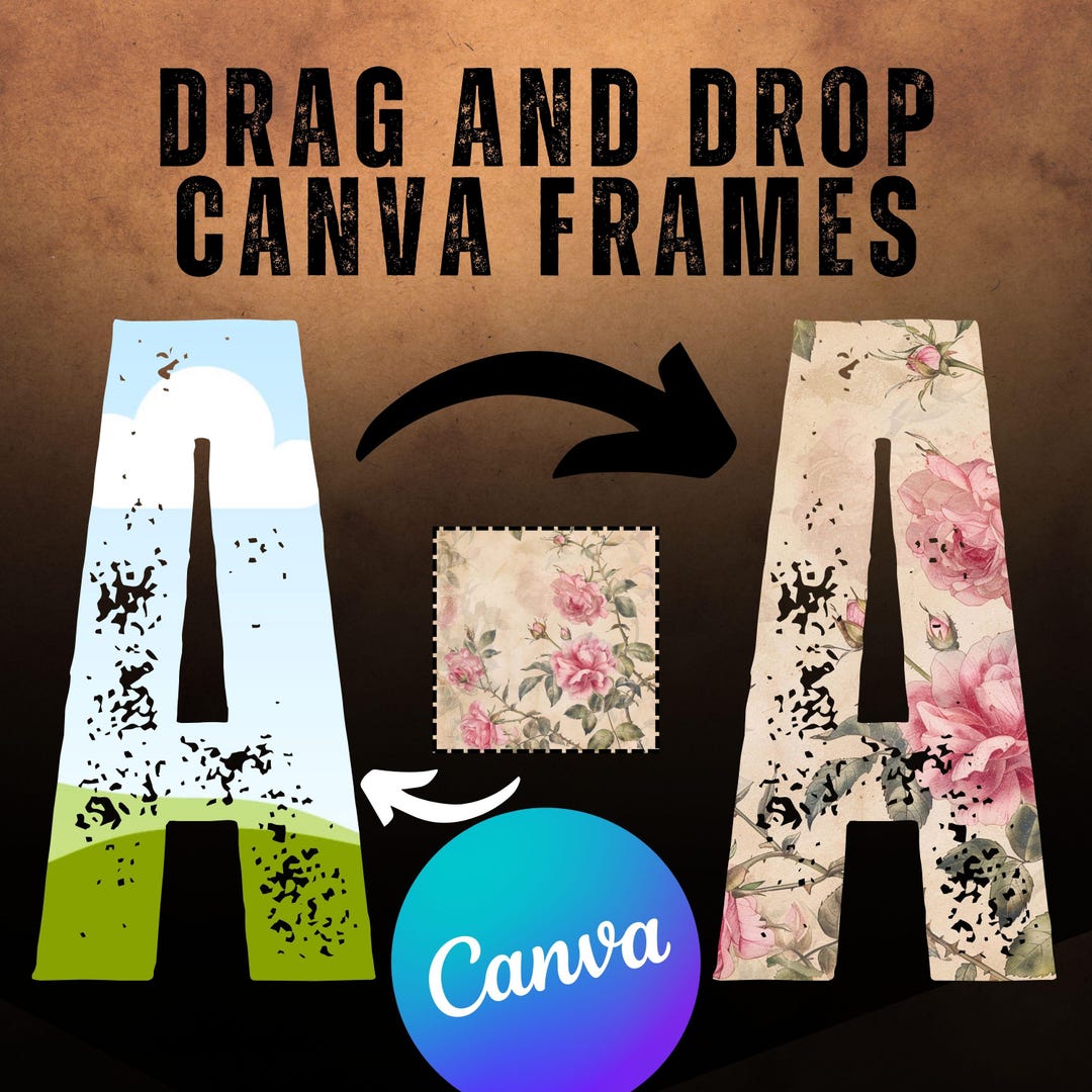 Distressed Font Grunge Canva Frames - Distressed Alphabet Canva Letter ...