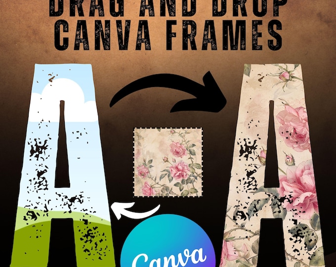CANVA FRAMES College Vintage ALPHABET Designs, Distressed, Acid-wash ...
