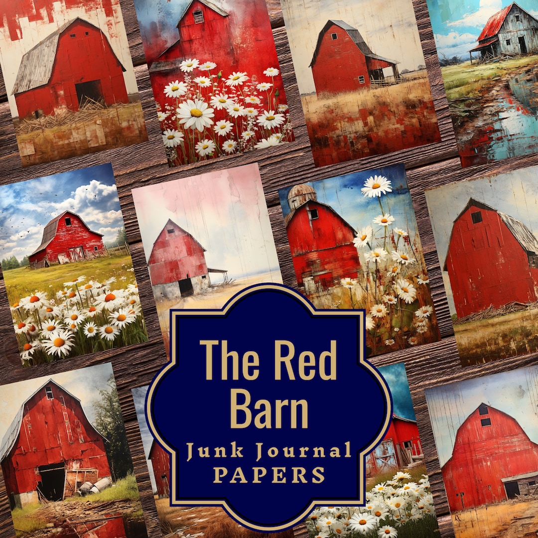 Red Barn Junk Journal Papers Vintage Farm Ephemera Digital Barn Prints ...