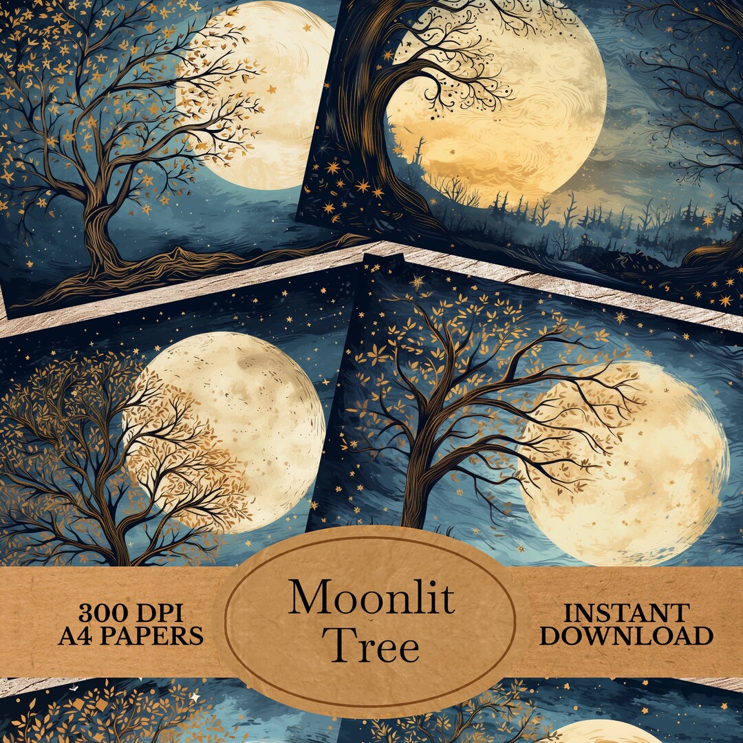 Full Moon Junk Journal Kit - Vintage Design, Printable Moon Ephemera ...