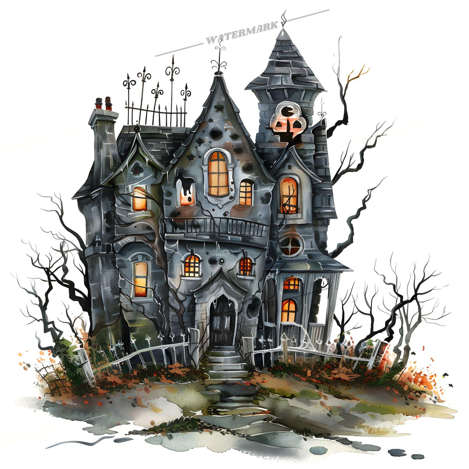 10 Halloween Spooky House Cliparts, Eerie Spooky House Clip Art ...
