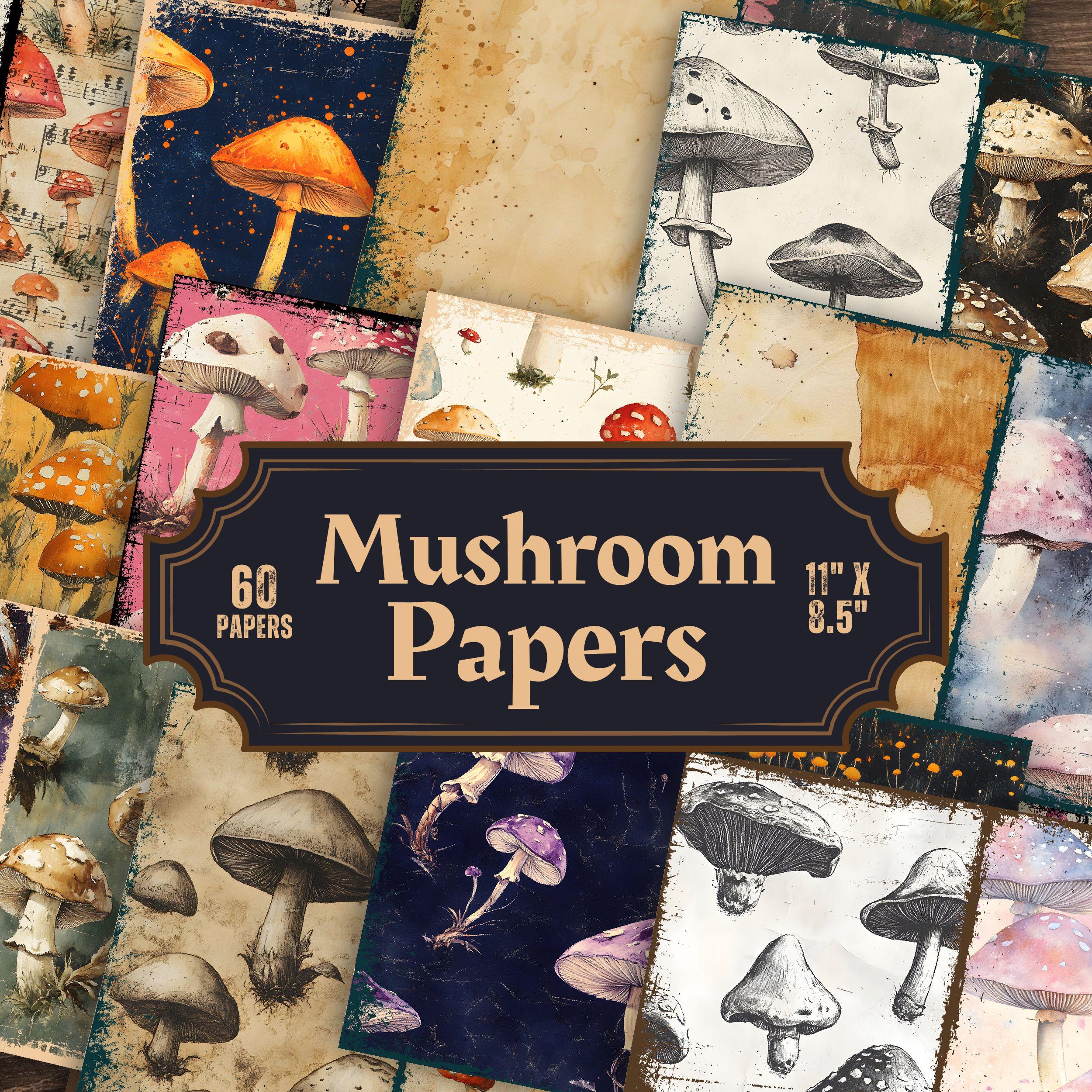 Vintage Mushroom Junk Journal Pages, Botanical Printable Kit, Digital ...