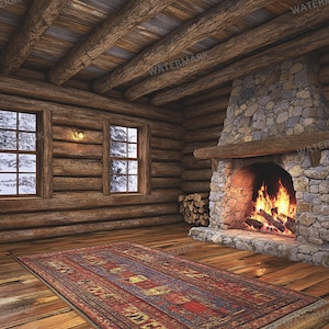 11 Rustic Cabin Backdrops – Cozy Log Cabin Interiors With Fireplaces ...