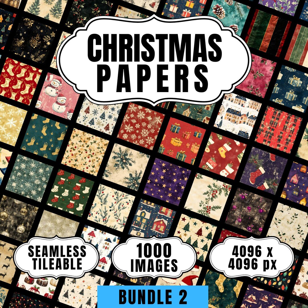 Vintage Festive Digital Paper Bundle: 1000 Vintage Christmas Themed ...