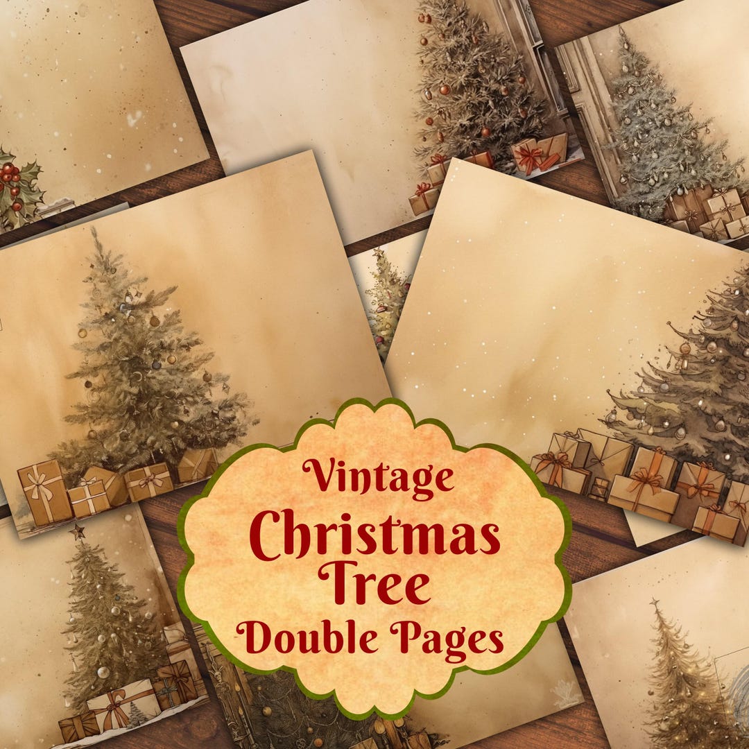 Christmas Tree Junk Journal Pages, 12 Pages Junk Journal Kit, Festive ...