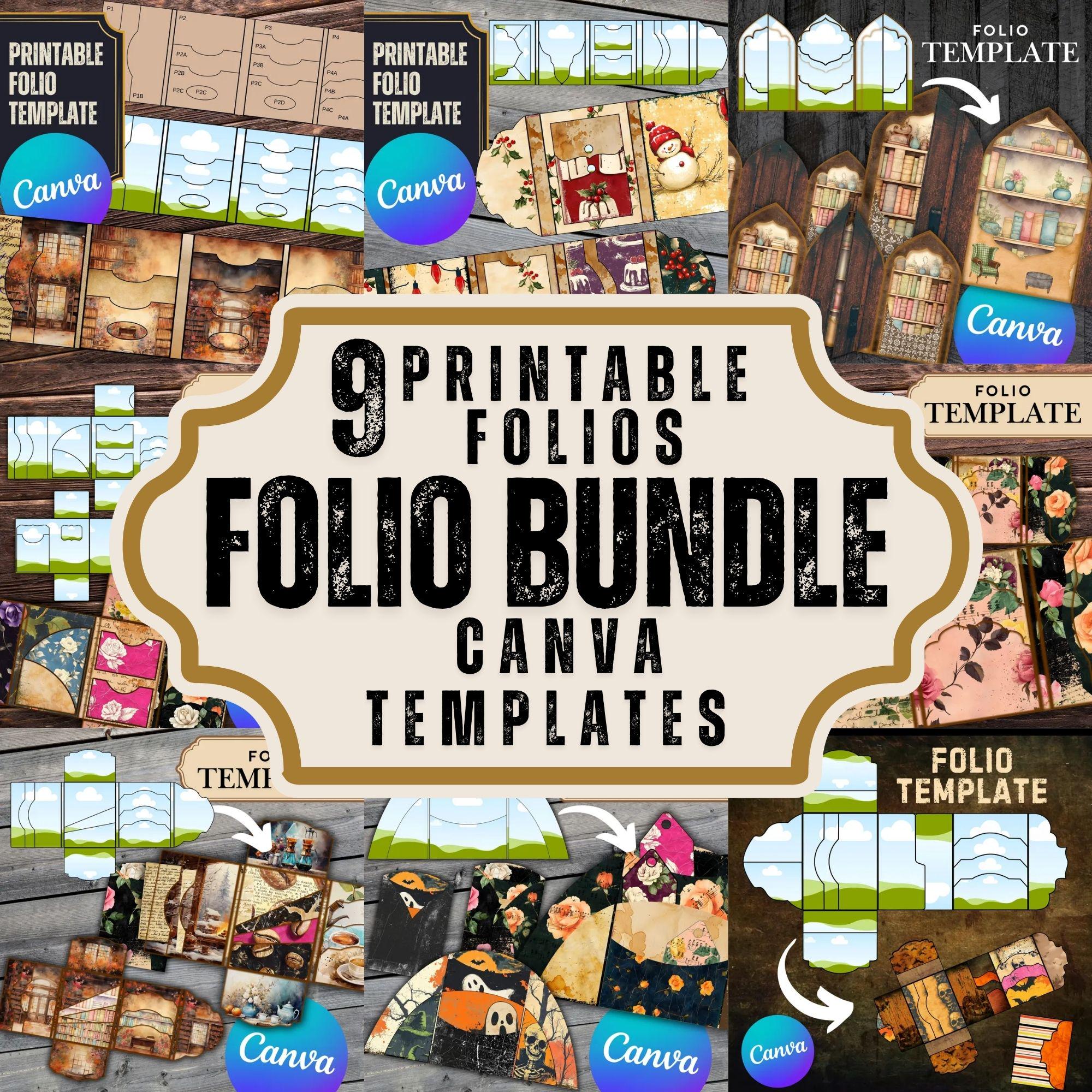FOLIO BUNDLE - 9 Folio Kit Canva Templates - Custom Junk Journal Folio ...
