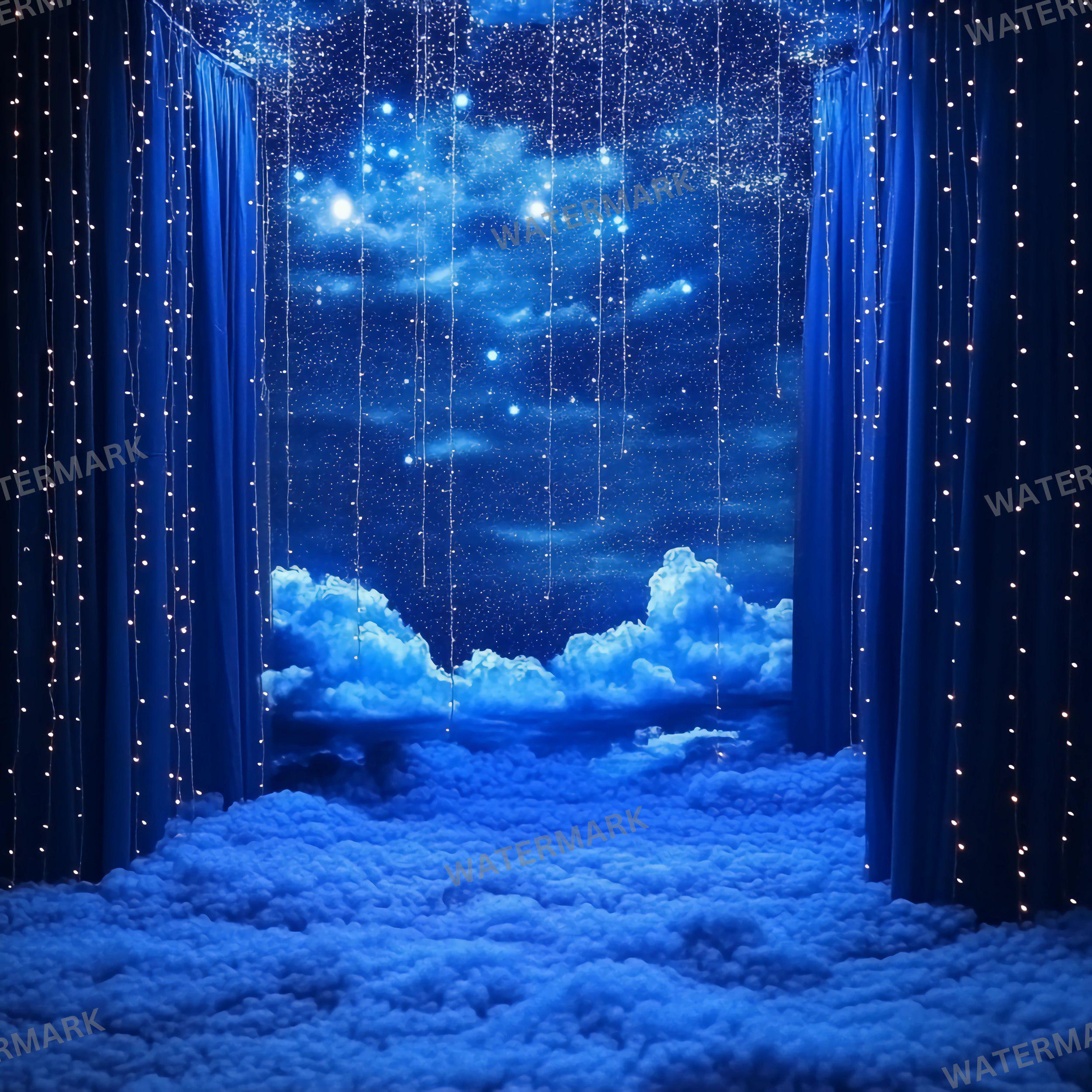 12 Blue Starry Backdrops, Night Sky Backgrounds, Digital Cloud ...