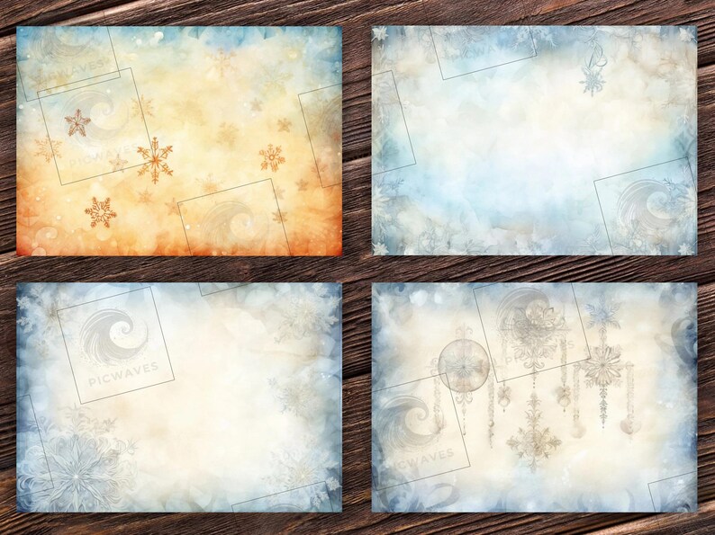 Pastel Winter Wonderland Printable Papers 12 Unique Watercolor ...