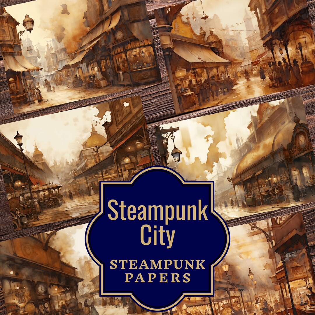 Steampunk City Junk Journal Papers Vintage Steampunk Design, Printable ...