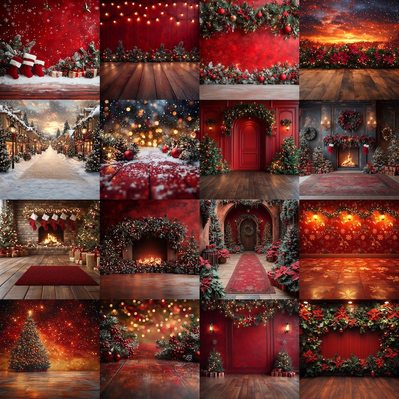 200 Christmas Backdrop, Digital Backdrop, Santa Christmas Backdrop for ...