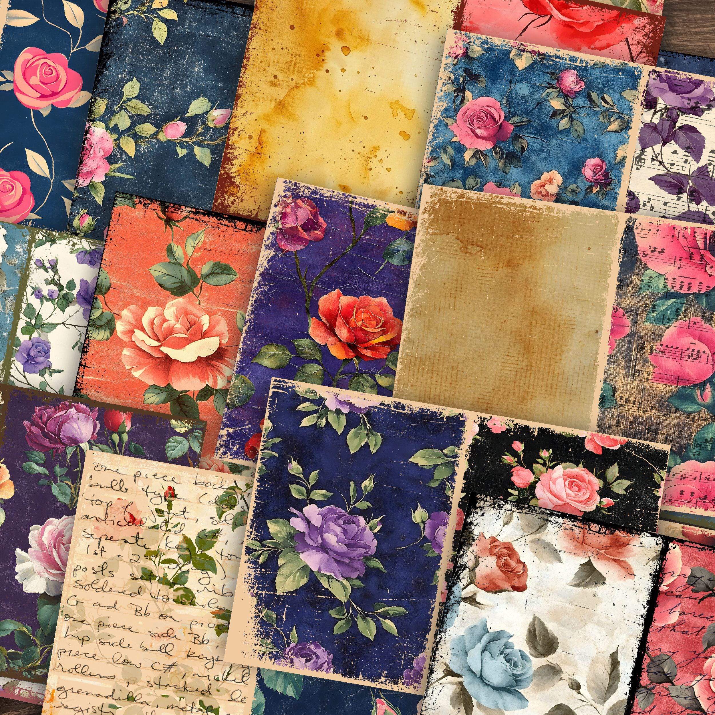 Shabby Roses Junk Journal Kit, Floral Shabby Chic - Vintage Roses ...
