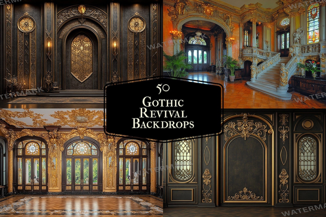 50 Gothic Revival Backdrops, Ornate Castle Interiors, Grand Archways ...