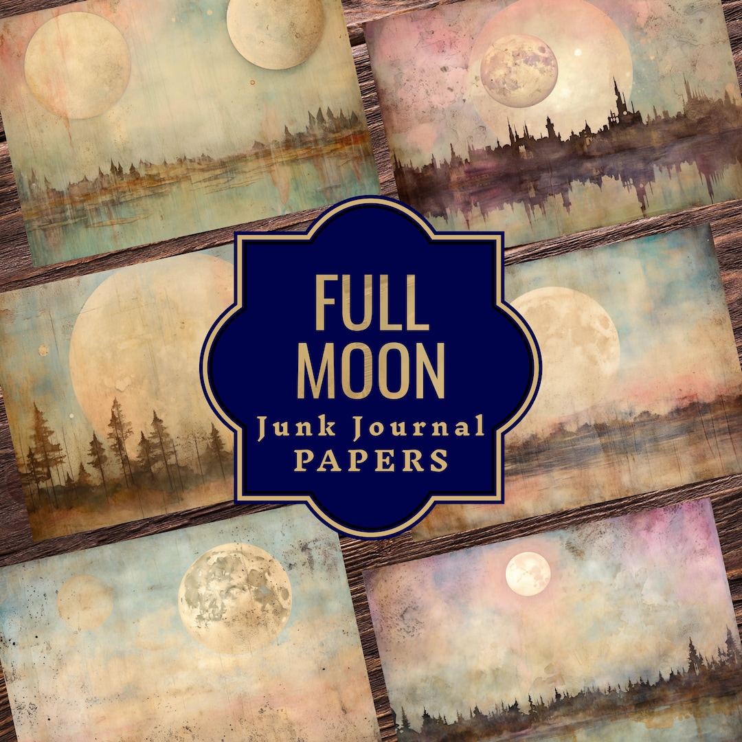 Full Moon Junk Journal Papers Vintage Vintage Moon Papers for Moon Junk ...