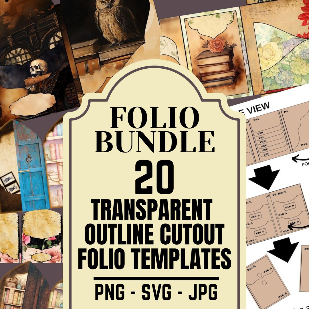 20 Junk Journal Folio Templates Bundle - SVG, PNG, JPG - Printable ...