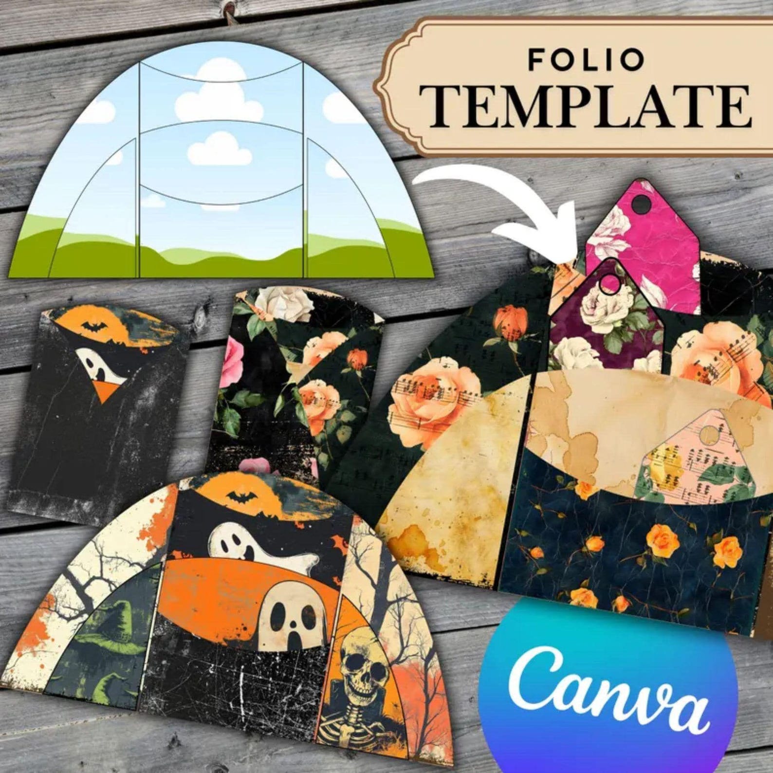 FOLIO BUNDLE - 18 Folio Kit Canva Templates - Custom Junk Journal Folio ...