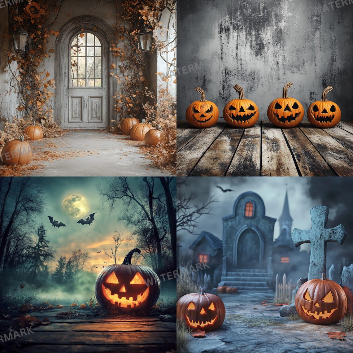 35 Halloween Backdrop Digital, Photography Backdrops, Pumpkin Backdrop ...