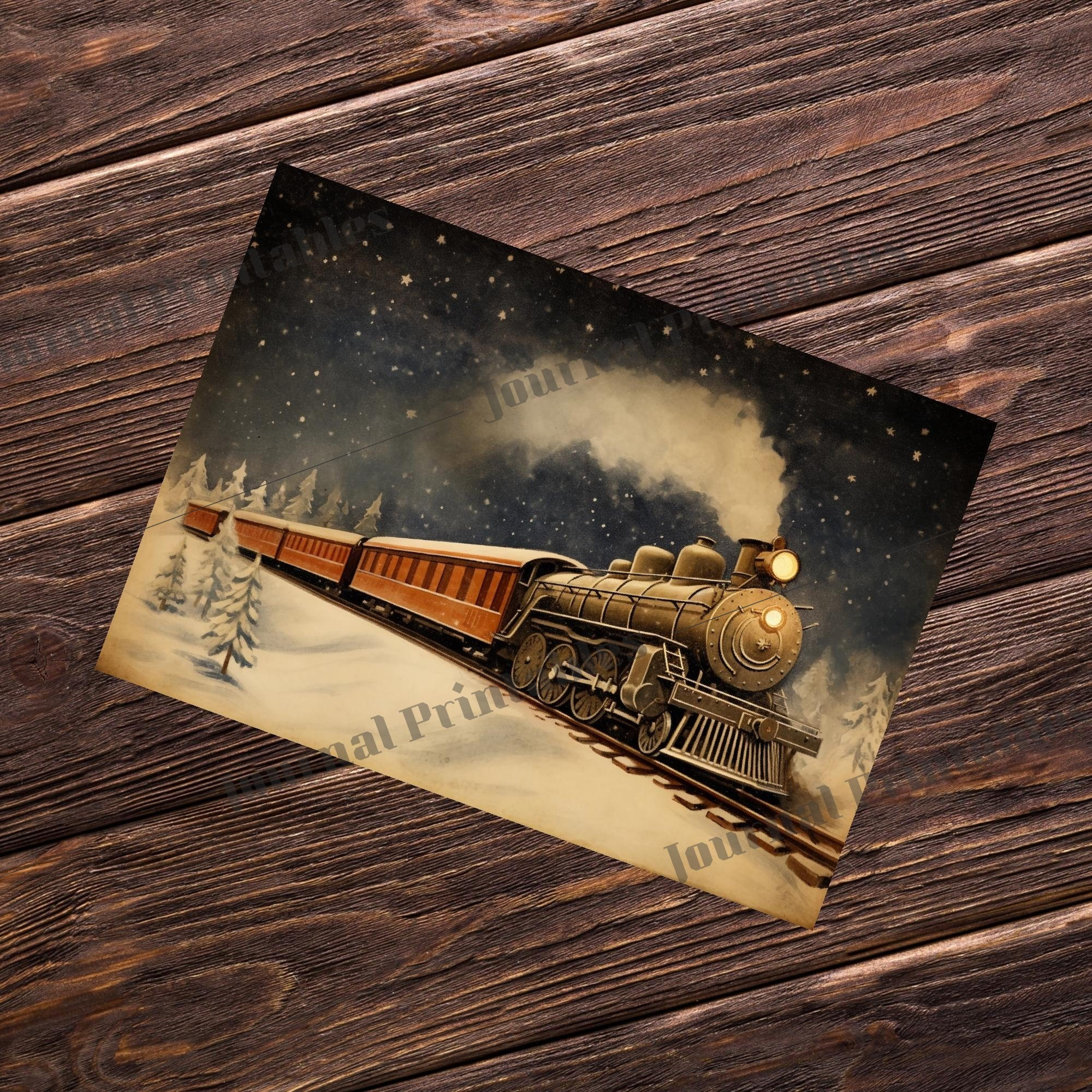 Polar Express Junk Journal Kit - Steam Train Vintage Prints, Printable ...