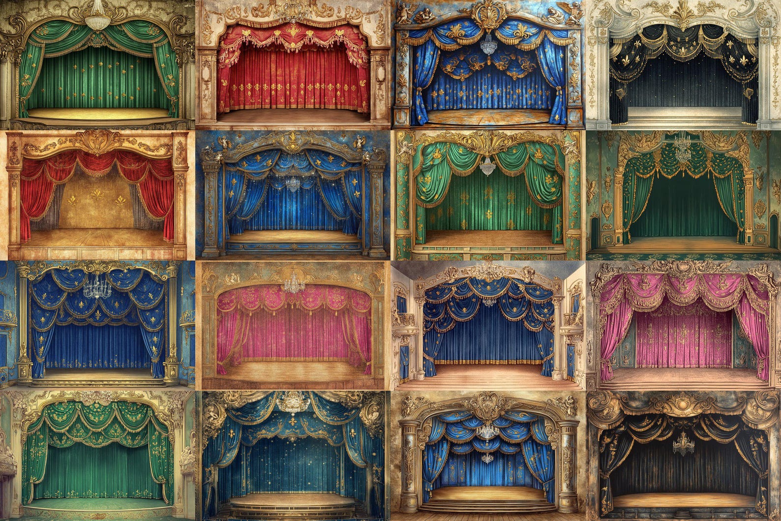 Baroque Theater Printable Papers – 25 Elegant 11" X 8.5" Designs With ...
