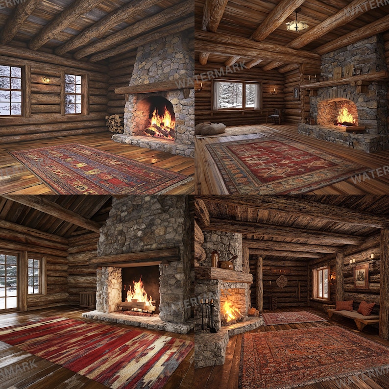 11 Rustic Cabin Backdrops – Cozy Log Cabin Interiors With Fireplaces ...