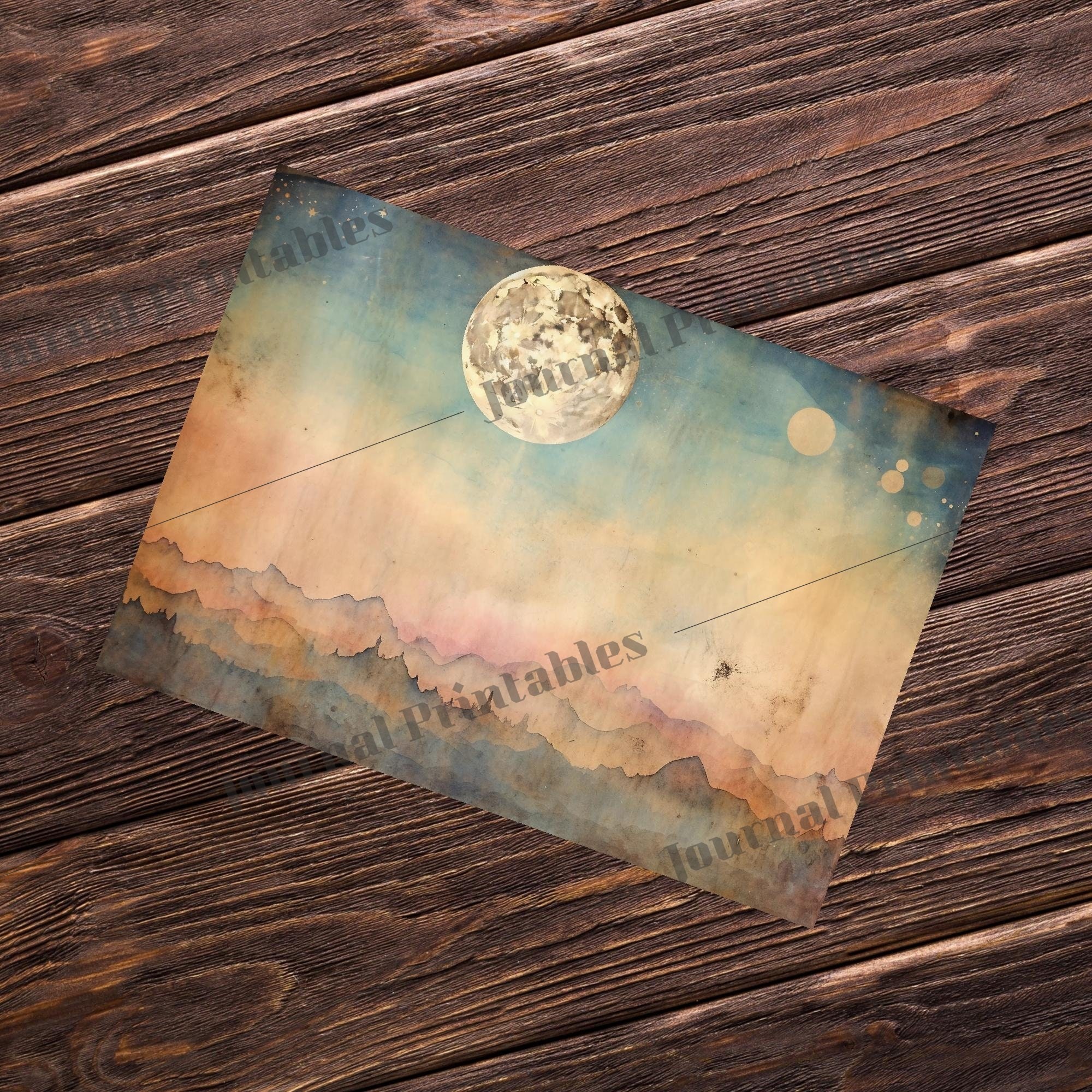 Full Moon Junk Journal Papers Vintage Vintage Moon Papers for Moon Junk ...