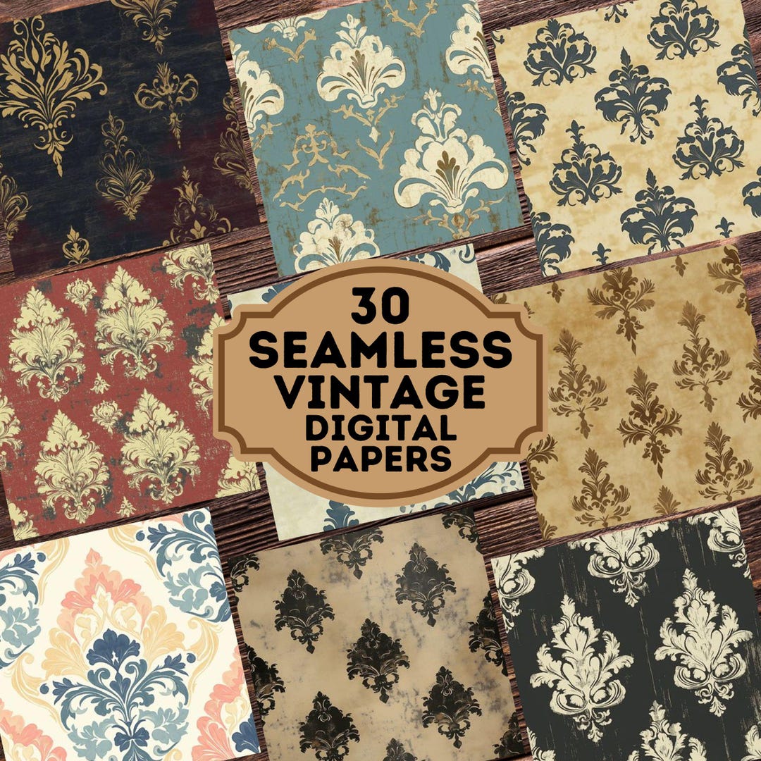 30 Vintage Seamless Digital Papers, Vintage Floral - Commercial Use ...