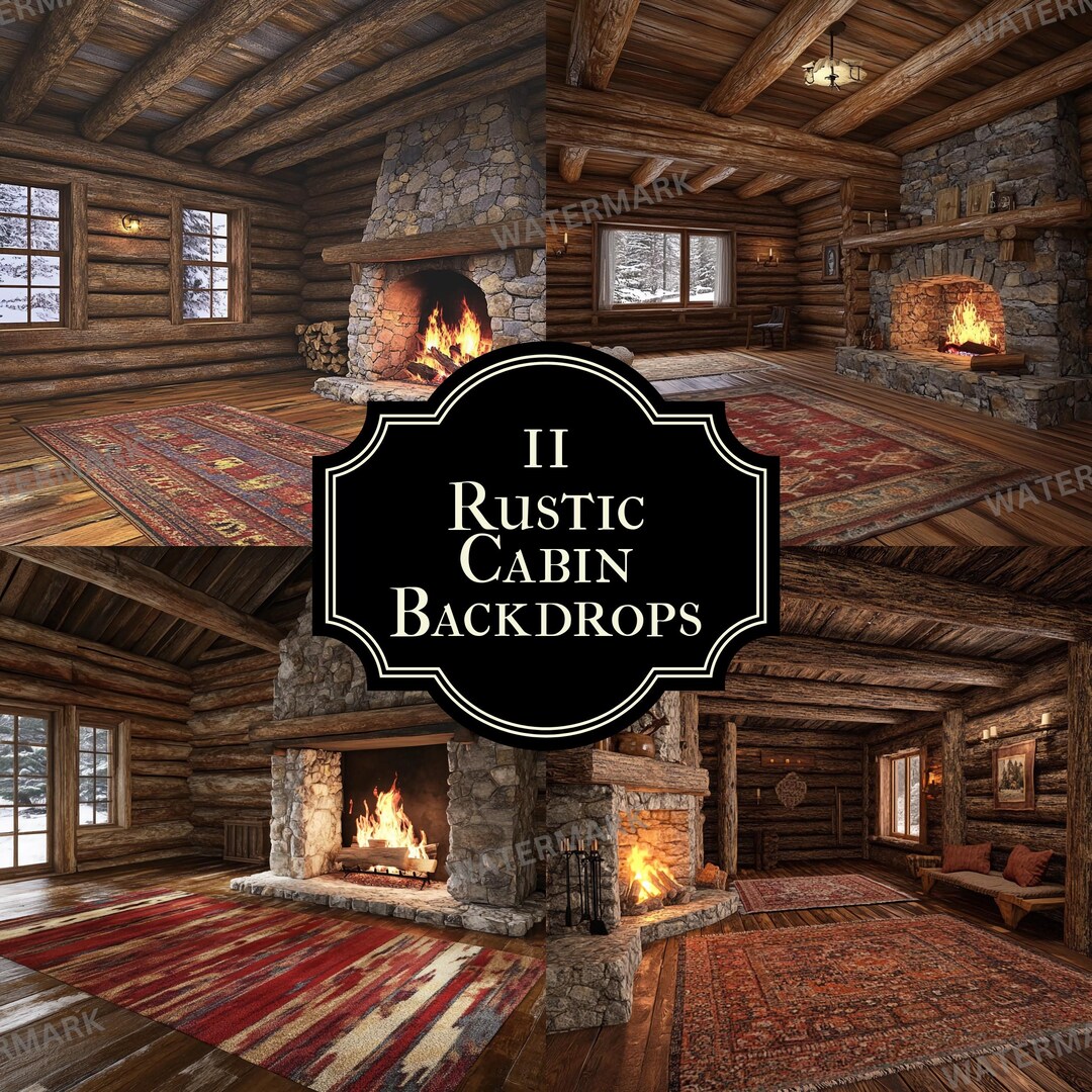 11 Rustic Cabin Backdrops – Cozy Log Cabin Interiors With Fireplaces ...