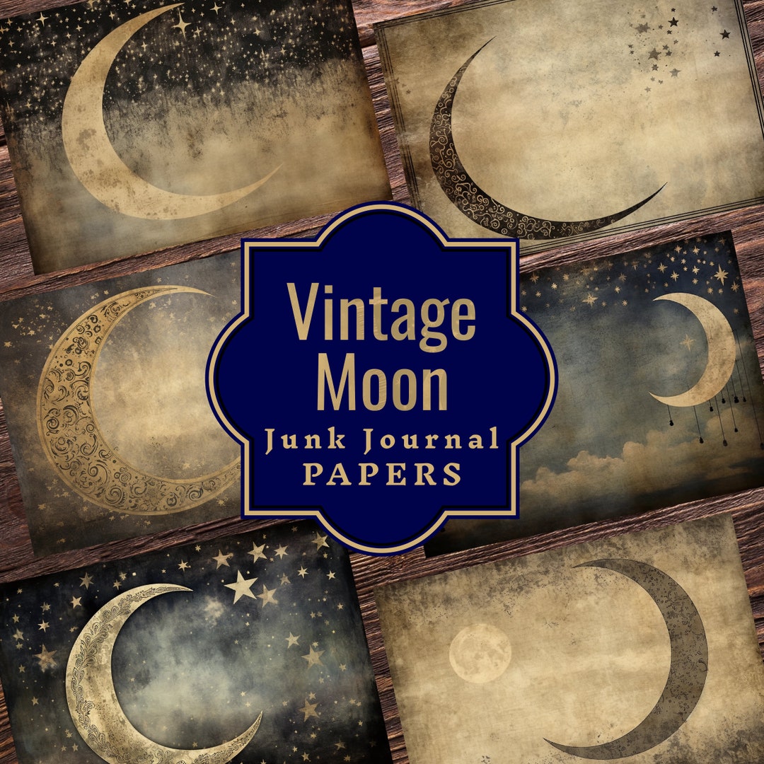 Vintage Moon Junk Journal Papers - Celestial Moon Pastel Papers for ...