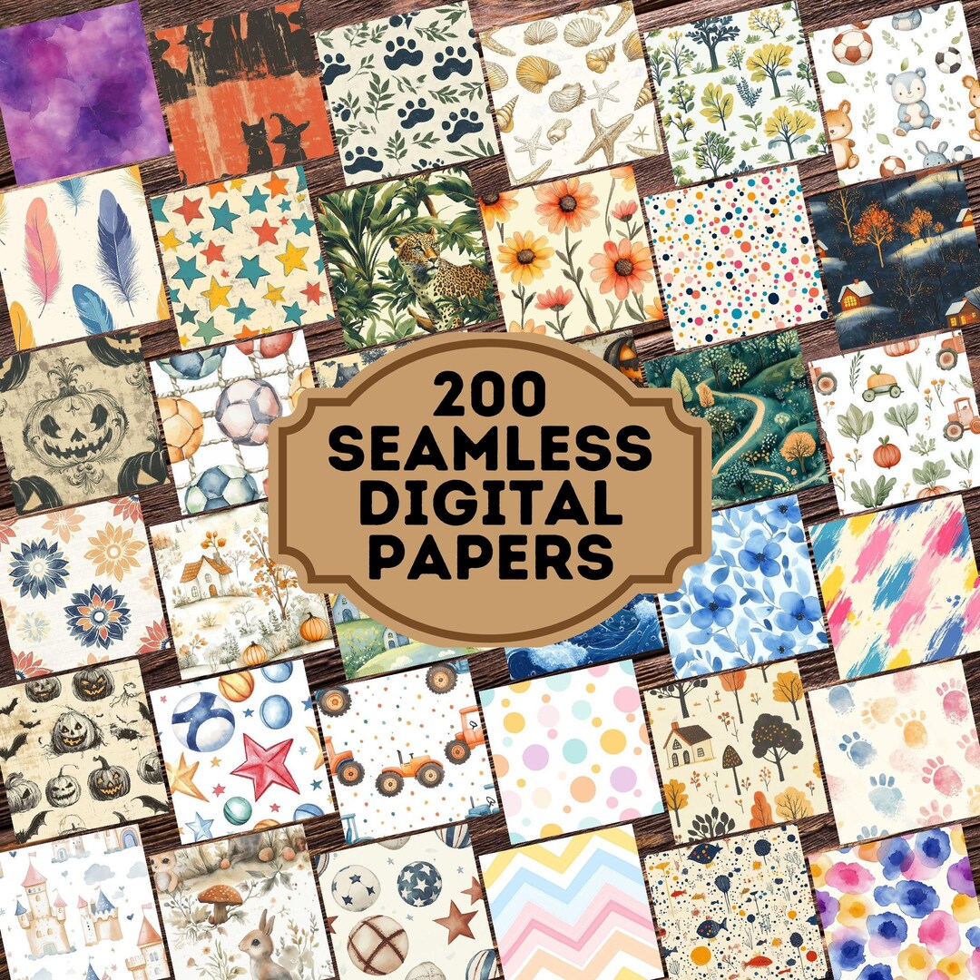 200 Seamless Digital Papers, Seamless Bundle - Commercial Use ...