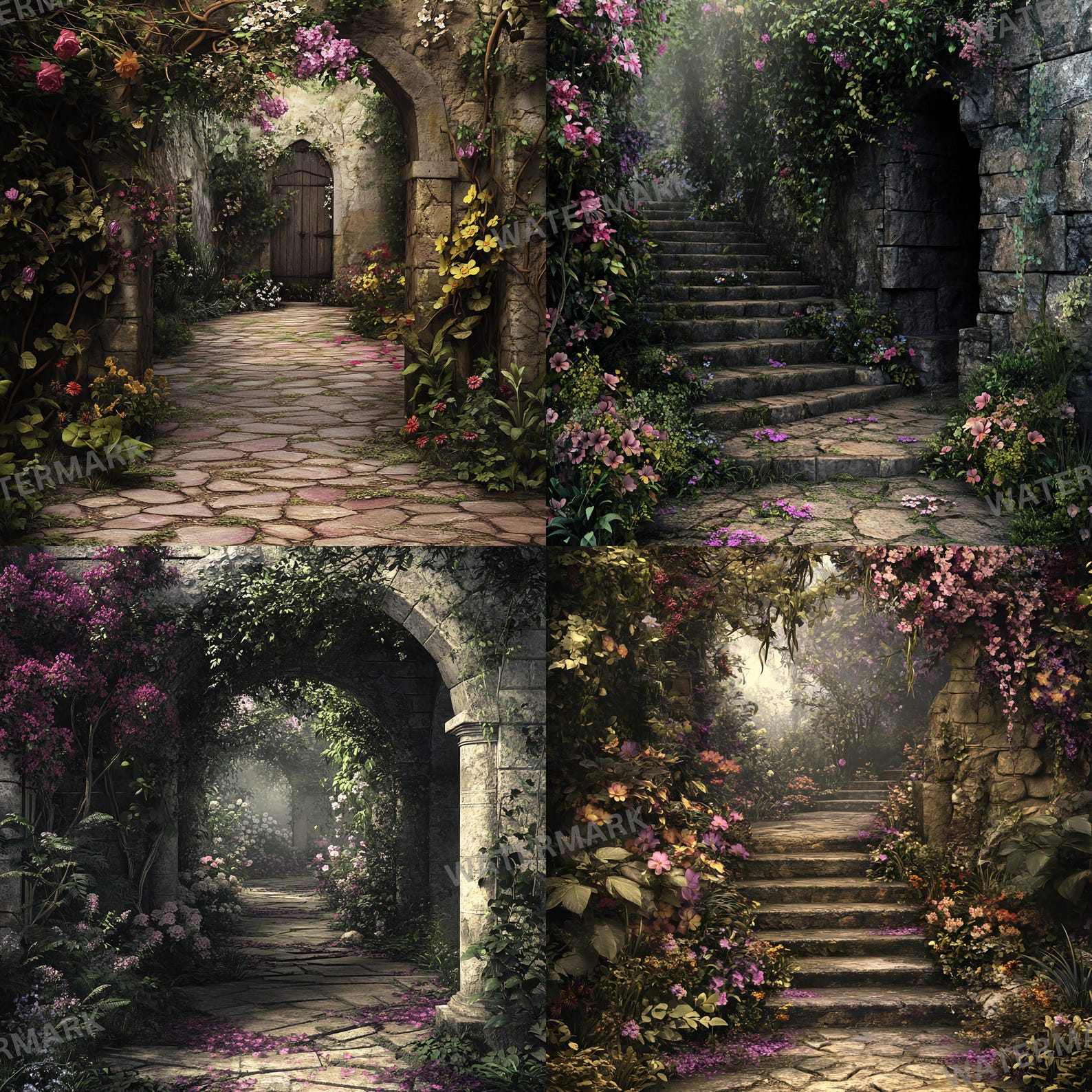 12 Secret Garden Digital Background, Forest Tree, Digital Backdrop ...