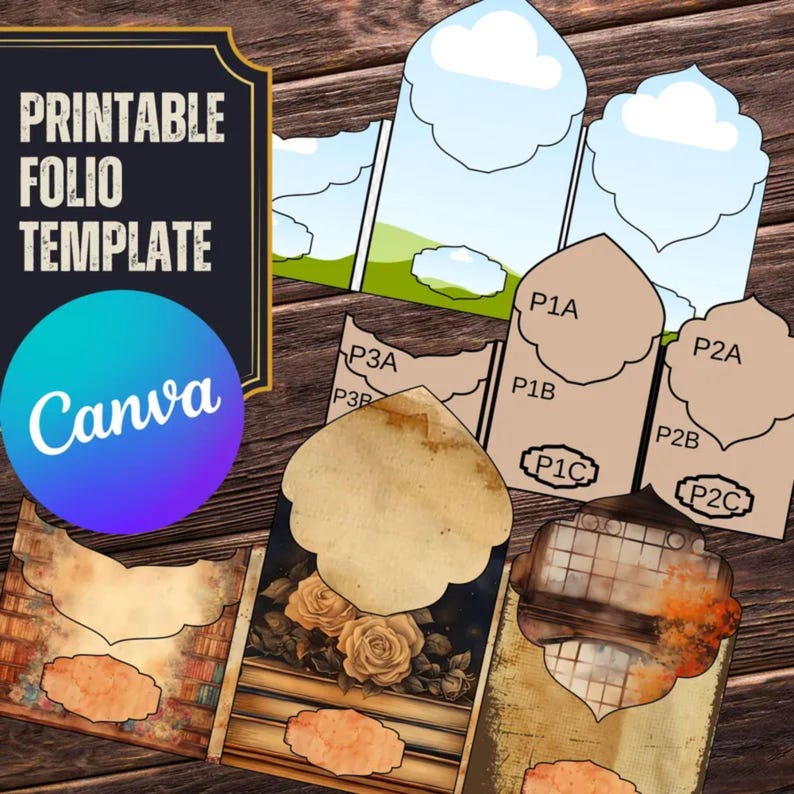 FOLIO BUNDLE - 9 Folio Kit Canva Templates - Custom Junk Journal Folio ...