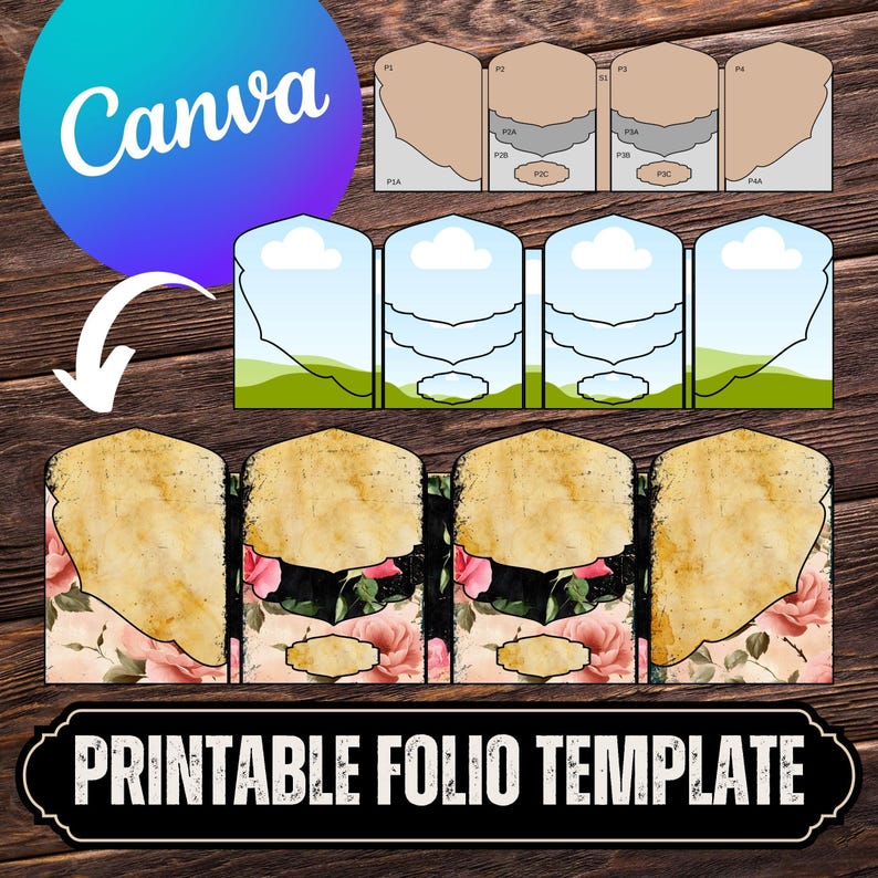 Printable Folio Kit Template - Blank DIY Junk Journal Template, Canva ...