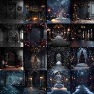 310 Gothic Christmas Backdrops, Digital Backdrop, Christmas Backdrop ...